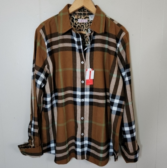 Tizzie | Tops | Tizzie By Dizzy Lizzie Rome Plaid Flannel Button Up ...